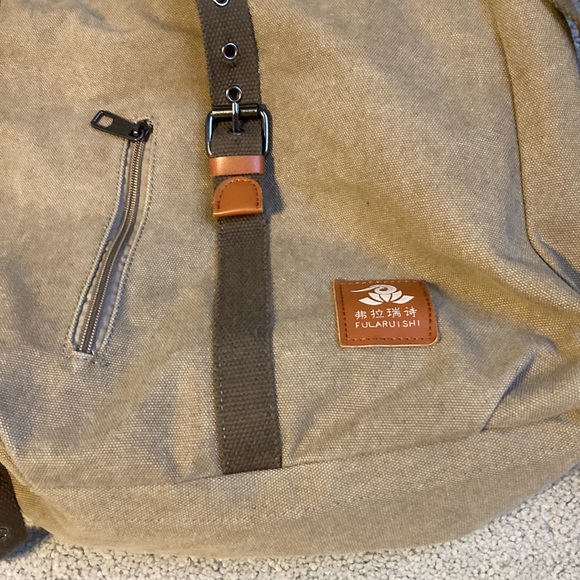 Bags | Fularuishi Brown Canvas Backpack | Poshmark